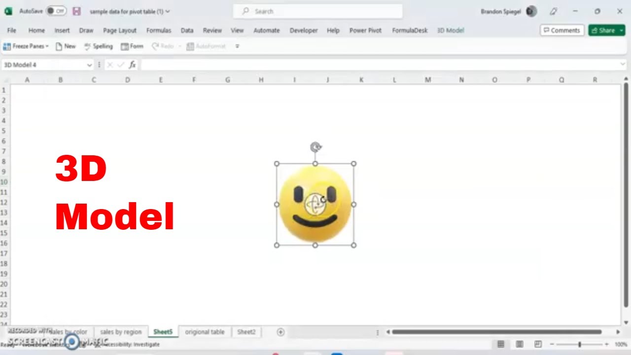 How to Insert and Adjust a 3D Model In Microsoft Excel! #howto #tutorial #msexcel #trending