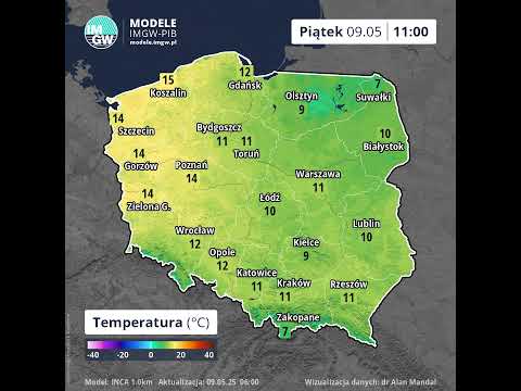 Piątek #prognoza opadu na 8 godzin 09.045.2025 #shortvideos #imgw #pogoda #news