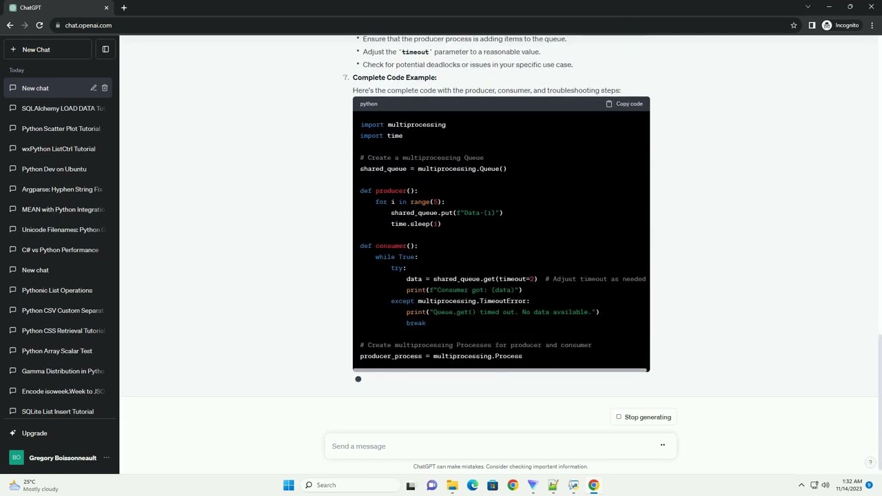 Python 3 Multiprocessing Queue get does not respond