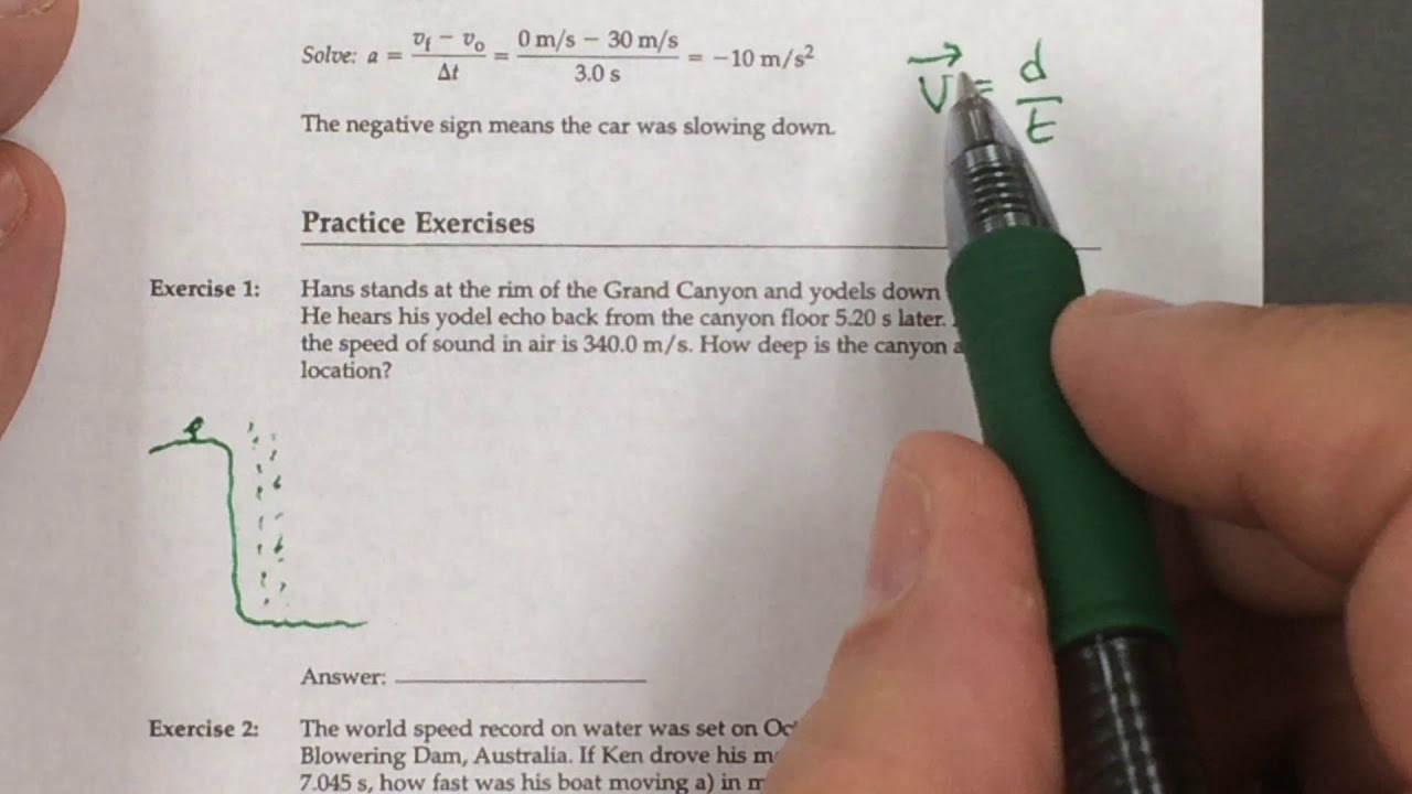 Conceptual Physics 1.1 Speed, Velocity and Acceleration problem 1