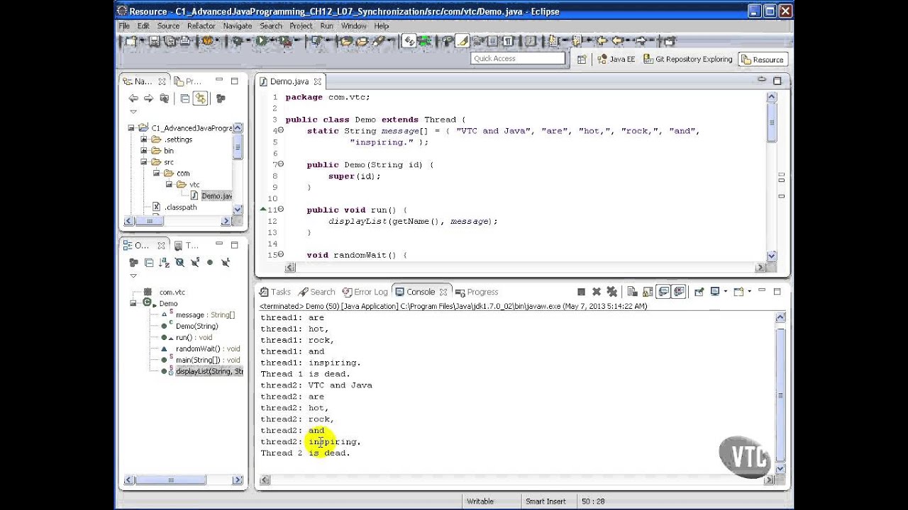VTC Player   Advanced Java Programming Java SE 7, Synchronization