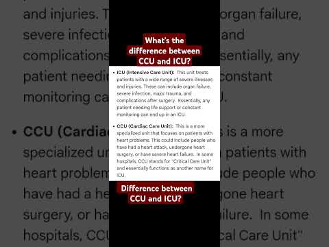 What's the difference between CCU and ICU?#health