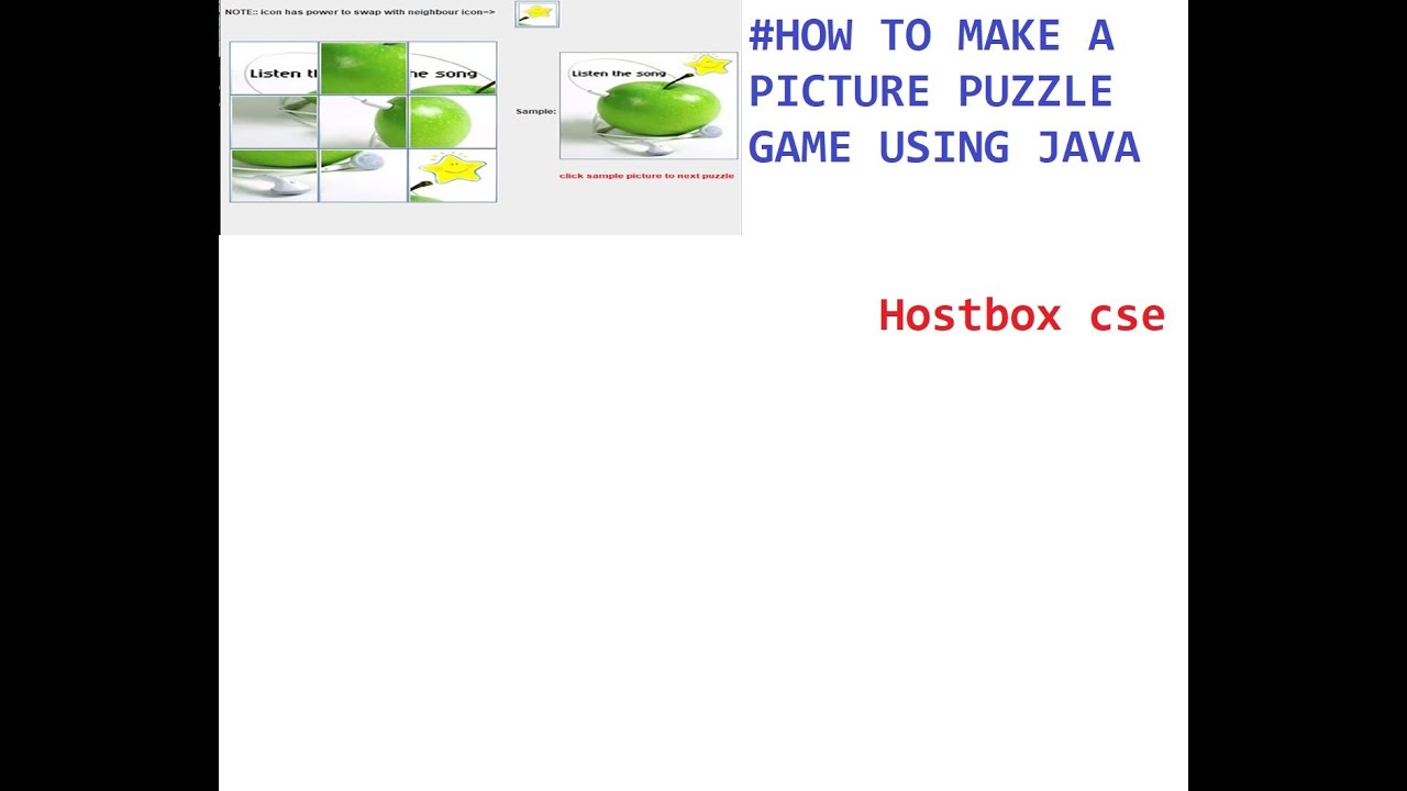 #HOW TO MAKE A PICTURE PUZZLE GAME USING JAVA | #Tutorial for Java Beginners|Hostbox cse