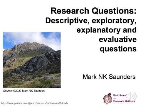 Research questions: Descriptive, exploratory, explanatory and evaluative questions