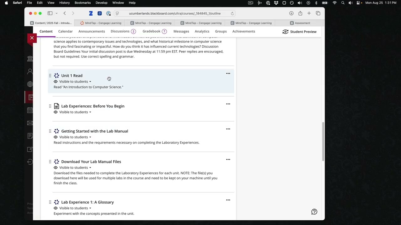 ITCS 131 - Week 01 Lab Manual Install