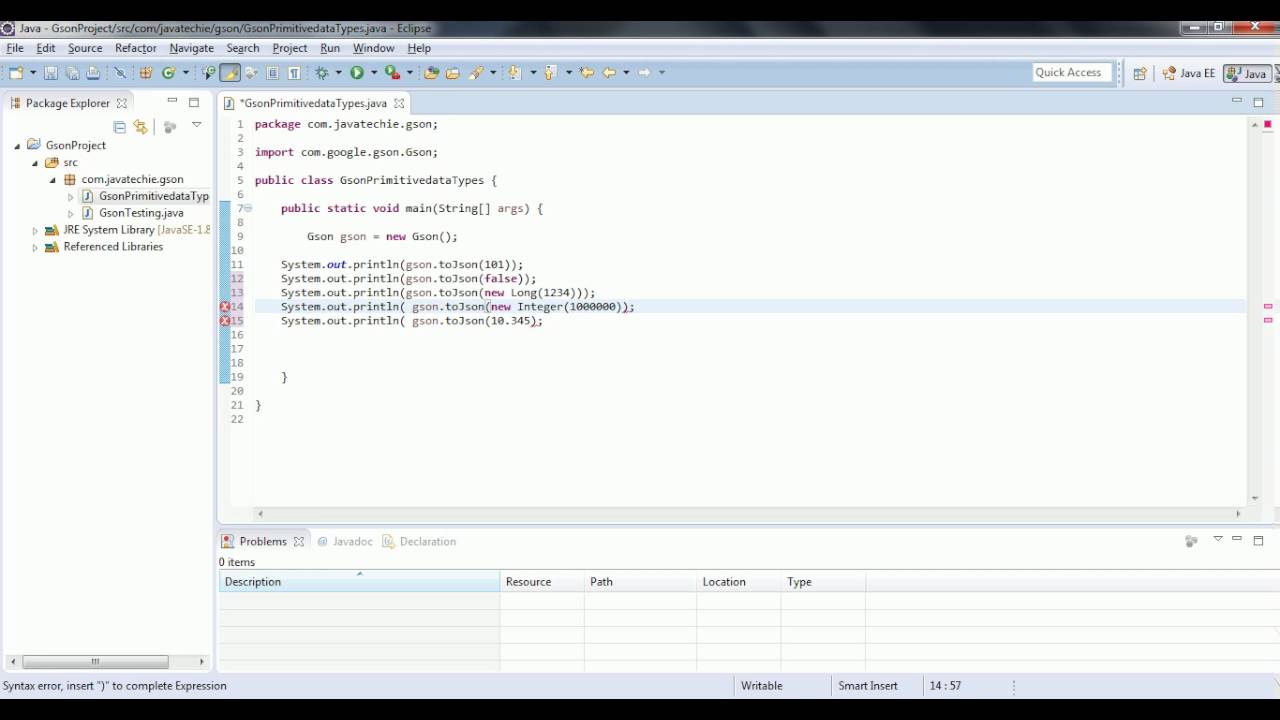 Gson Tutorial - GSON Working With Java Primitive datatypes