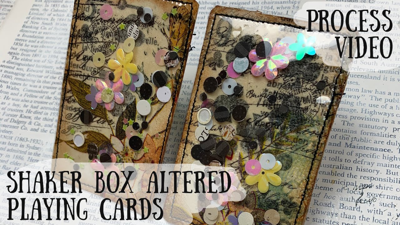 Shaker box style altered playing cards