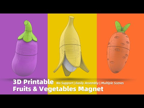 🧲 3D Printable Fruits & Vegetables Magnet・ STL File for 3D printing・Cults
