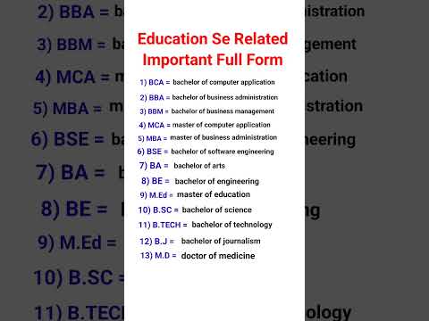 education se related full form | course ke full form | MBA, MCA, B.Ed, BSC, ke full form #fullform