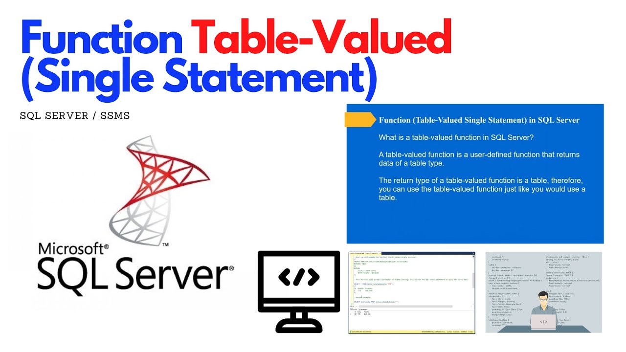 Function (Table-Valued Single Statement) - SQL Server Management Studio - Tutorial #ezettutorial