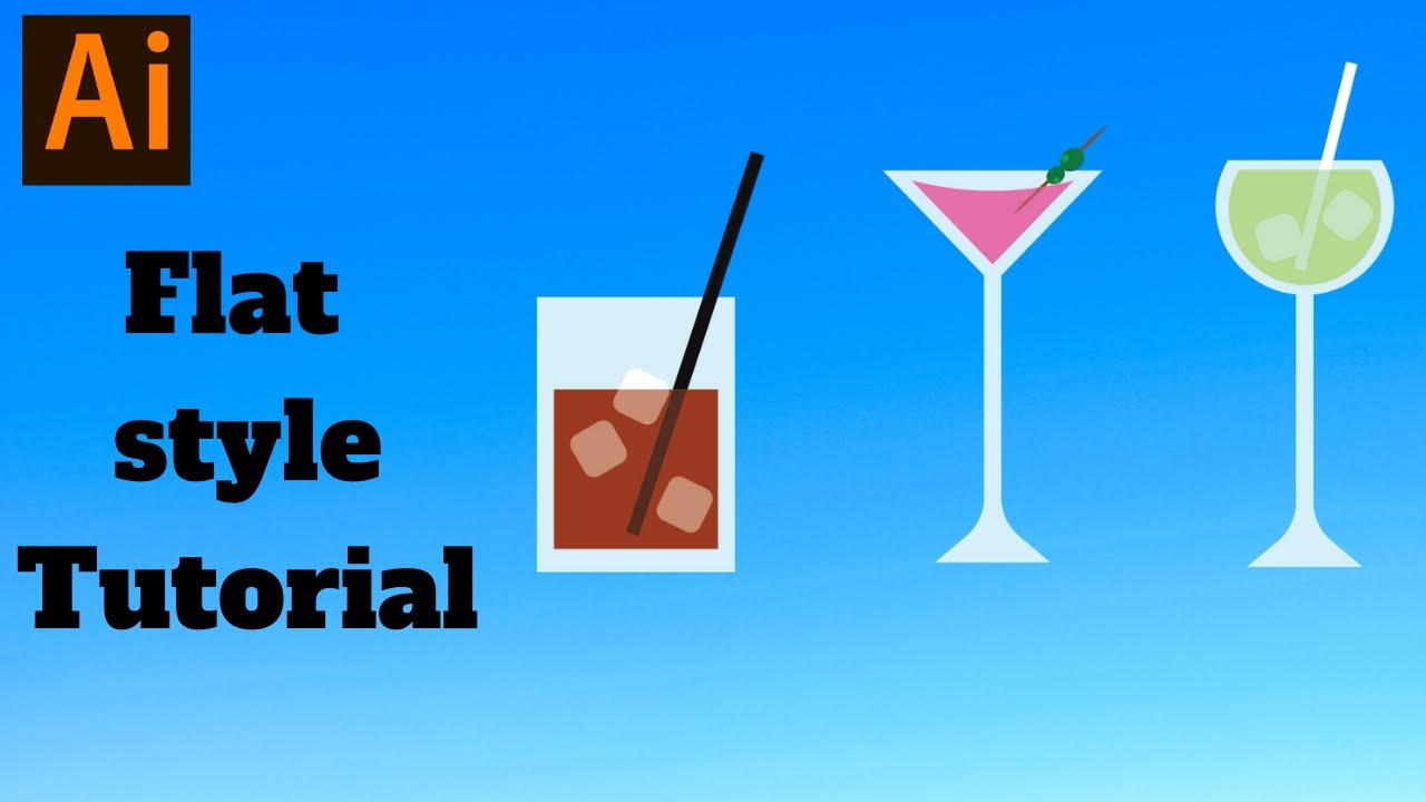 Create Flat Style Cocktail Glasses in Adobe Illustrator - Illustrator tutorial