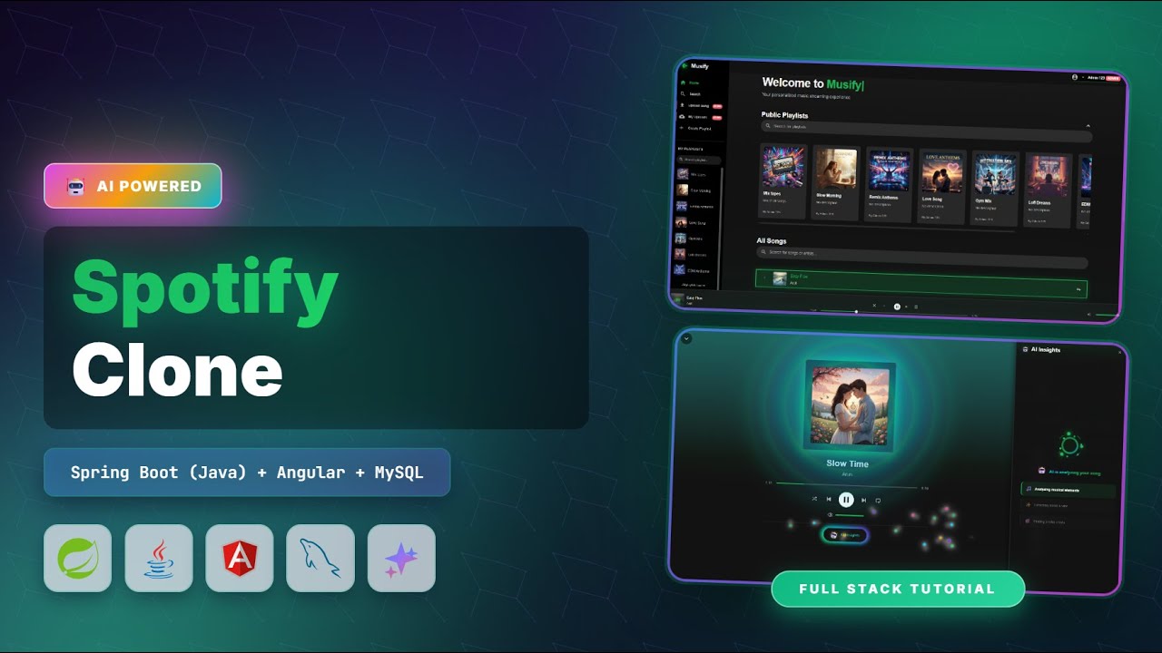 Spotify Clone with Google Gemini AI — Spring Boot (Java) + Angular + MySQL | Quick Overview