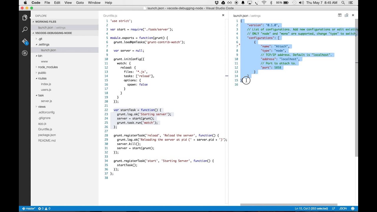 Visual studio Code - Attaching a Node App to Debugger