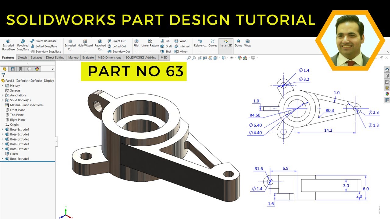 SolidWorks Part Design Tutorial: A Complete Guide from Sketch to 3D Model!