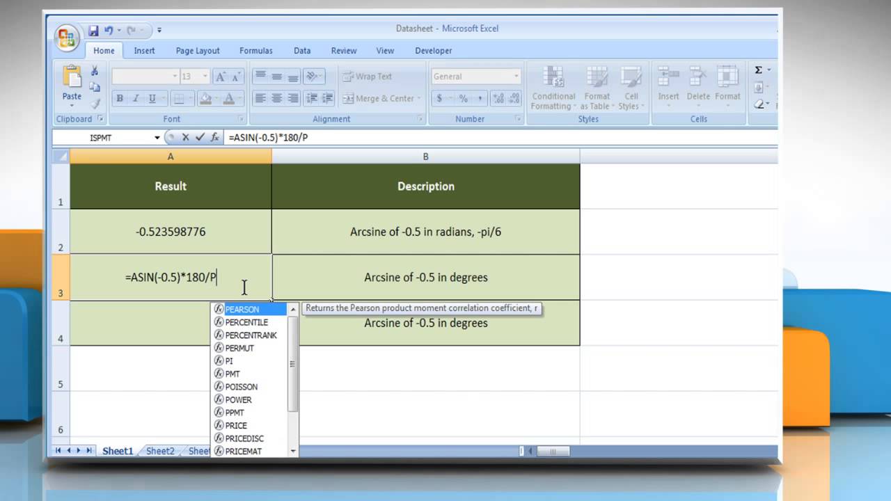 How to use the ASIN Function & Formula in Excel :Tutorial