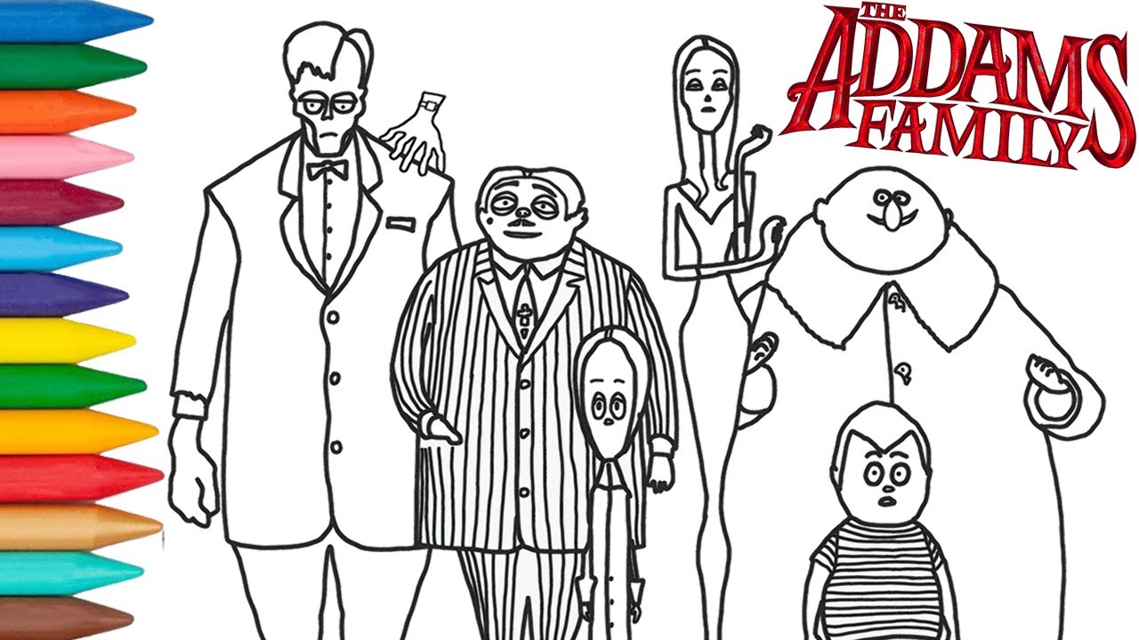 THE ADDAMS FAMILY - COLORING ADDAMS FAMILY CHARACTERS - ADDAMS FAMILY COLORING PAGES