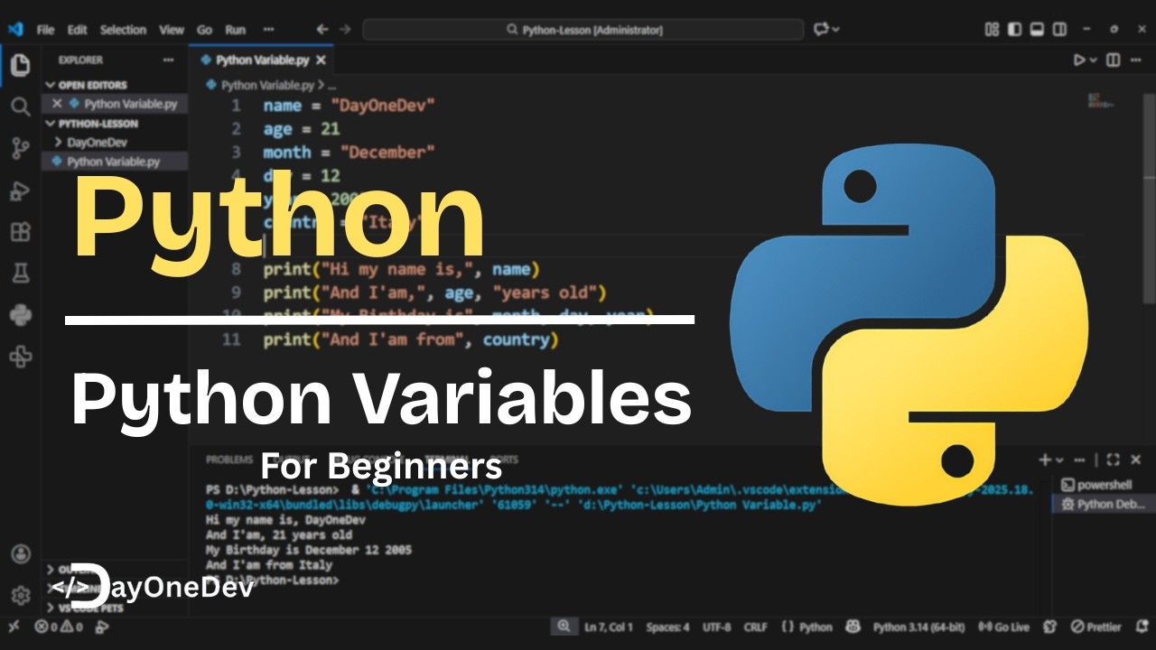 Python: Python Variables | Tutorial for Beginners