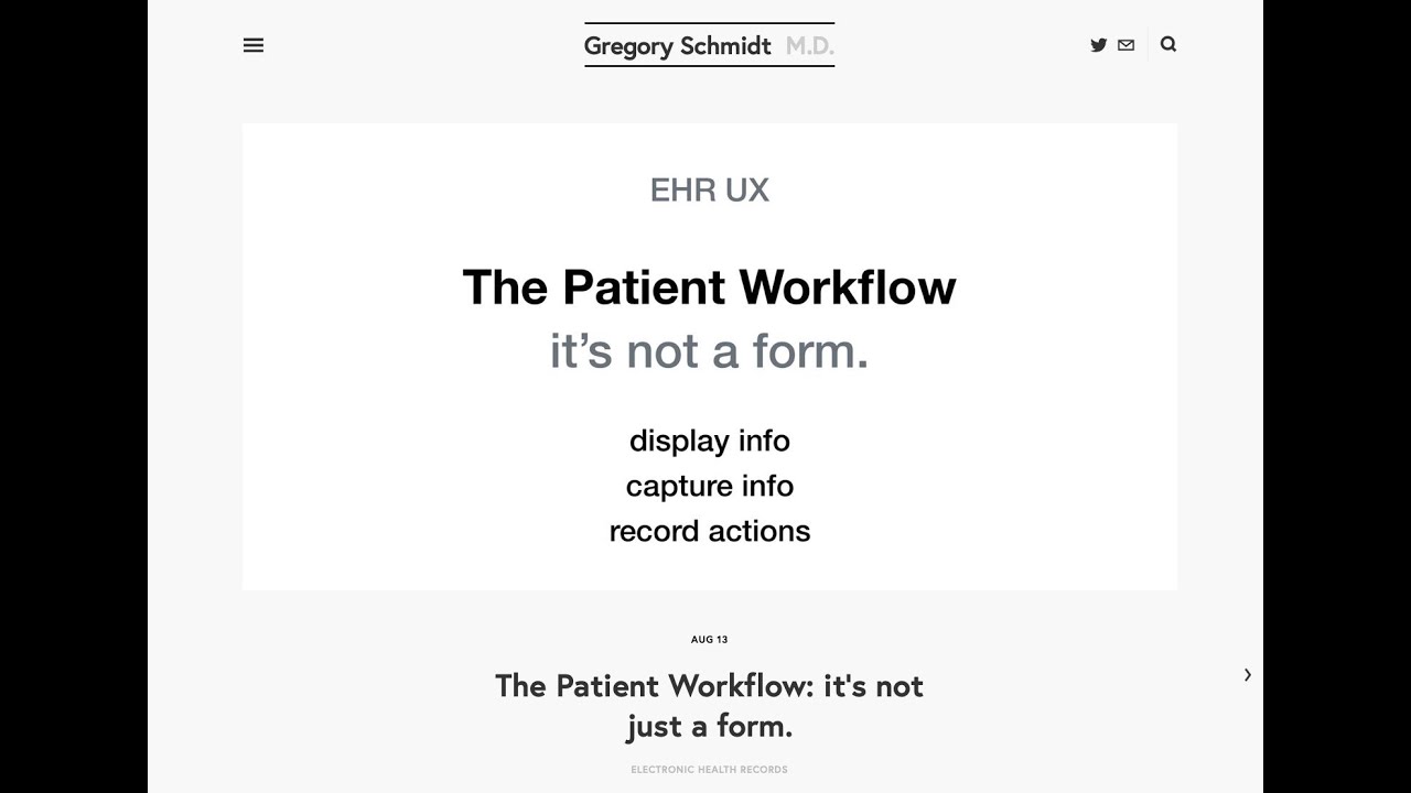 The Patient Workflow: it's not just a form.