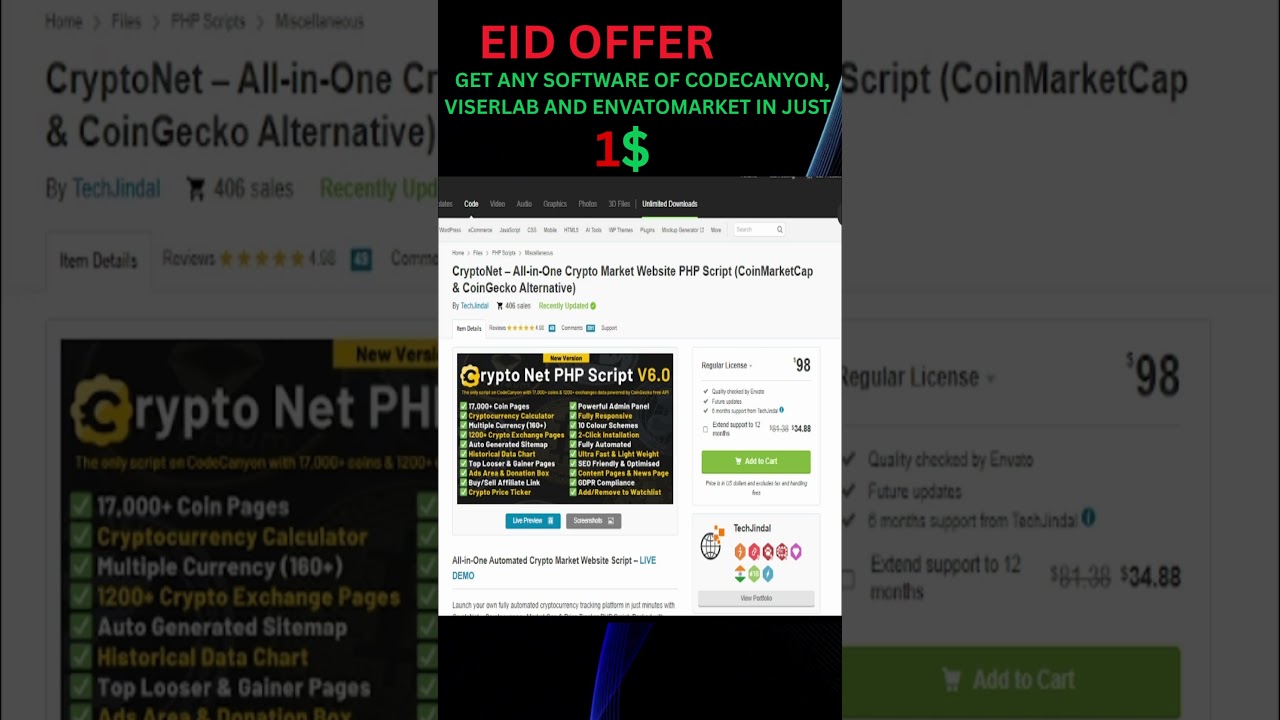CryptoNet – All-in-One Crypto Market Website PHP Script (CoinMarketCap & CoinGecko Alternative)