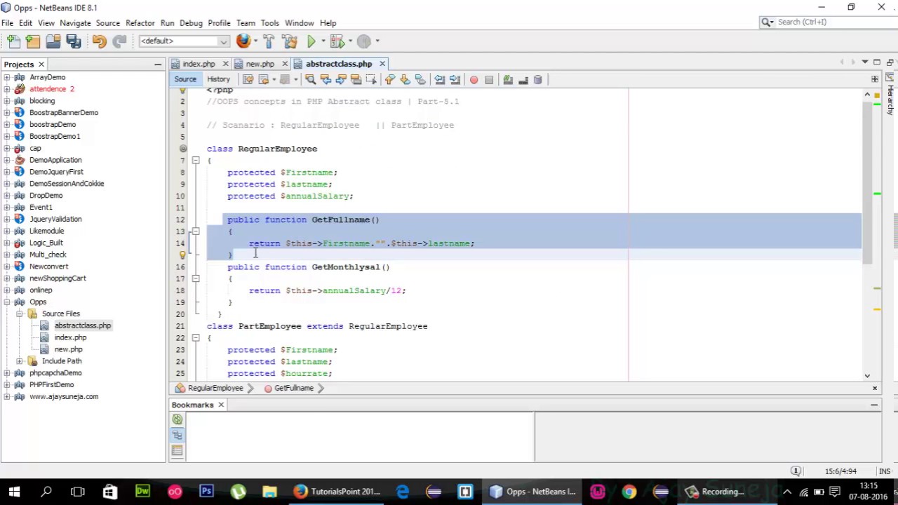 06 OOPS concepts in PHP Abstract Class   Part 5 1   YouTube