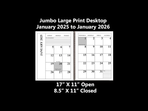 Jumbo Large Print Desktop 2025 Calendar
