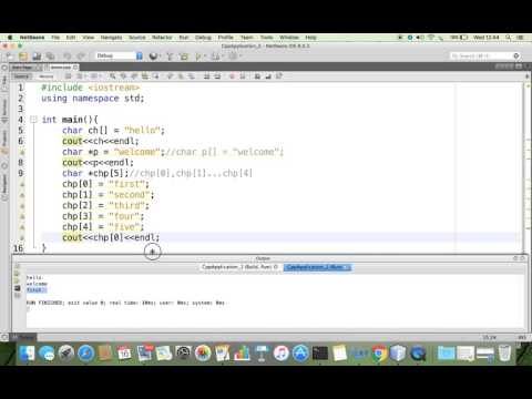 array of character pointers using C++