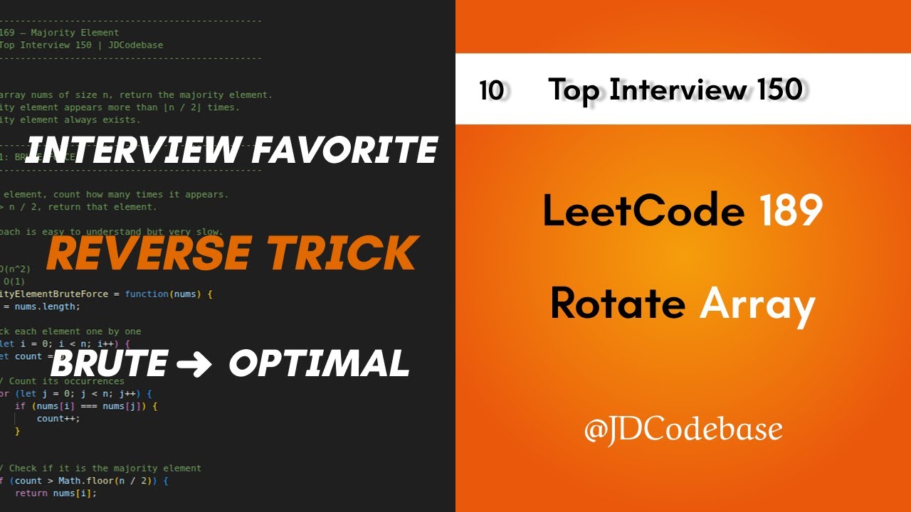 LeetCode 189 - Rotate Array | LeetCode Top Interview 150 | JavaScript Solution | JDCodebase