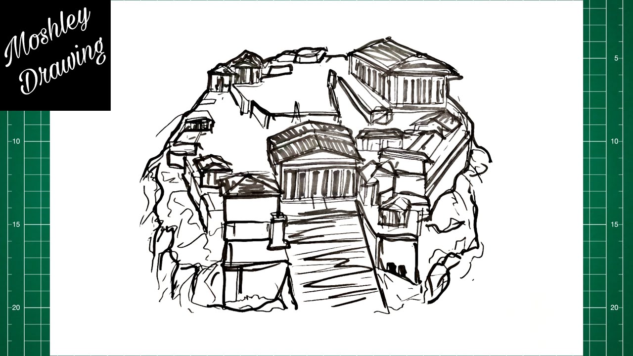 How to Draw Acropolis of Athens