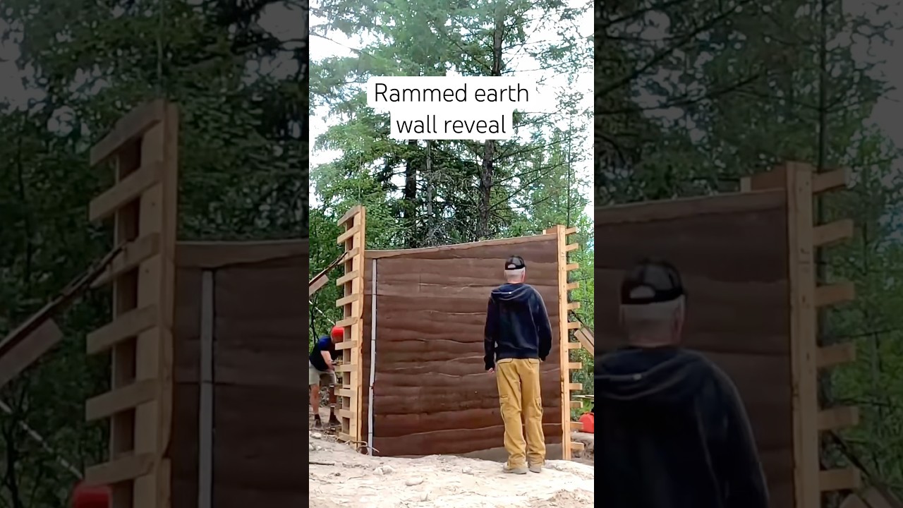 Rammed earth wall reveal #rammedearth #timelapse #earthbuilding