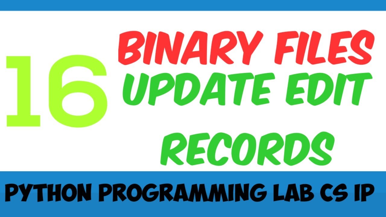 Program(16)- Binary Files python updating modifying editing a data record| binary python progra