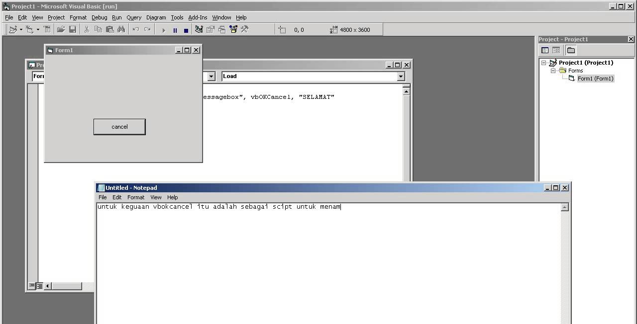 cara menggunakan Messagebox box di visual basic 6.0