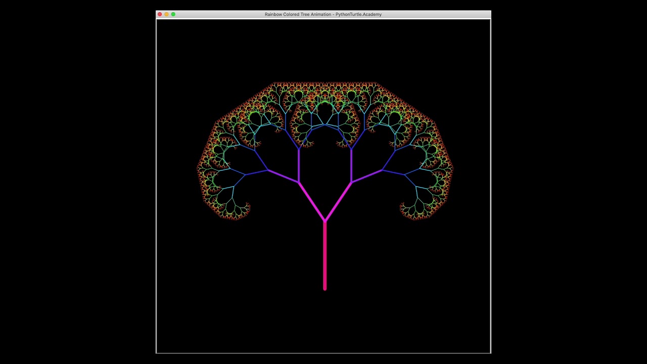 Animating Rainbow Colored Tree - Python Turtle Project