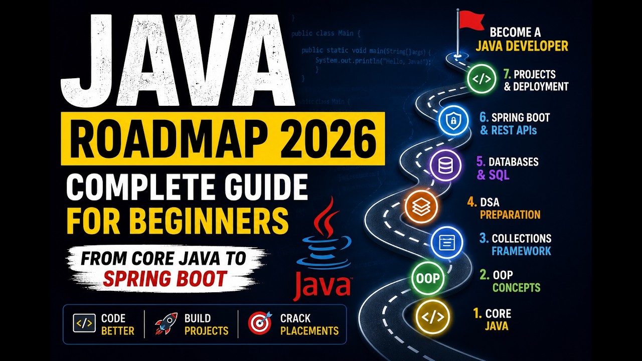 Java Roadmap 2026 | Complete Guide for Beginners | From Core Java to Spring Boot
