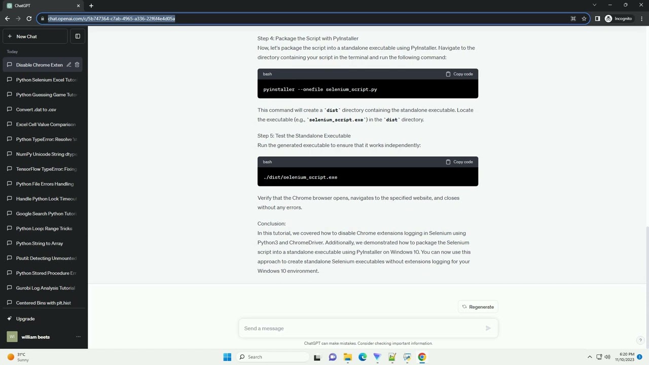 Python3 Selenium ChromeDriver Disable Extensions Logging Only Pyinstaller Windows 10