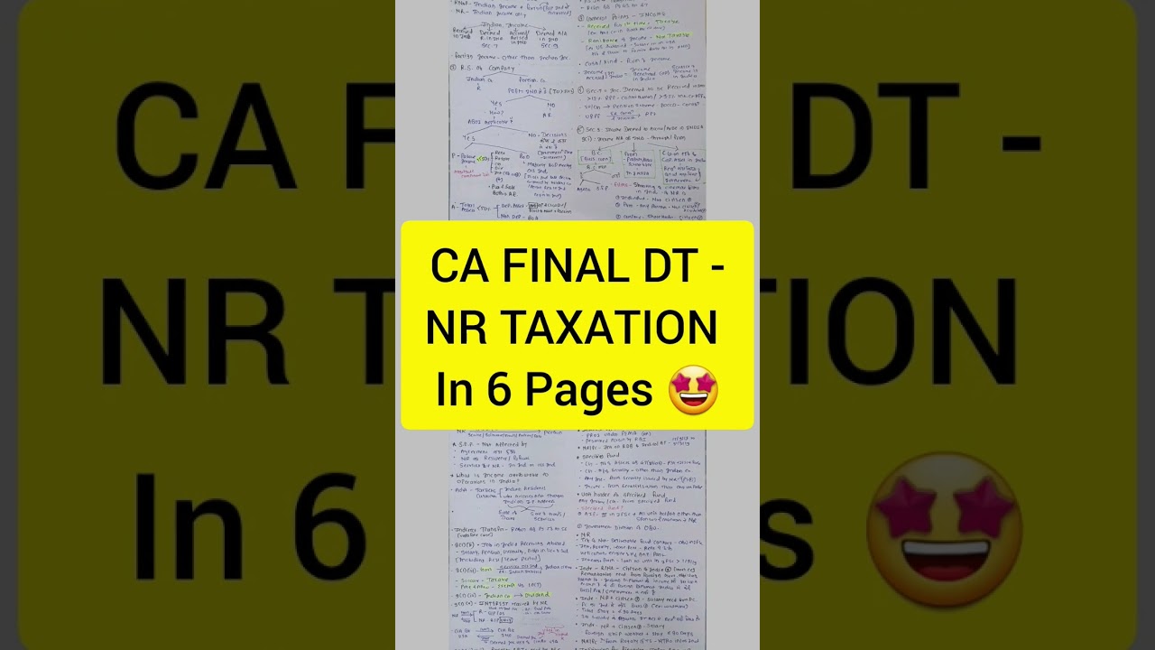 CA FINAL DT -NR TAXATION In 6 Pages 🤩 #icai #cafinal #dt #directtax