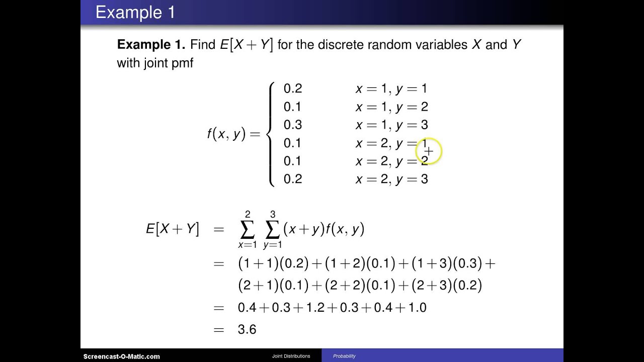 Bivariate random variables expected value -- Example 1