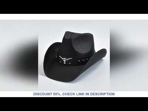 Thickened Straw Hat for Men's Curled Edge Vintage Western Cowboy Hat Summer Beach Sun Hat Sombrero H