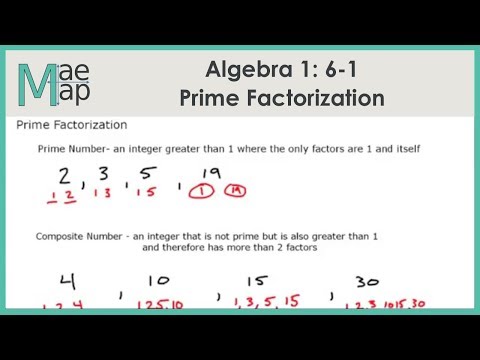 Algebra1: 6-1 Prime Factorization