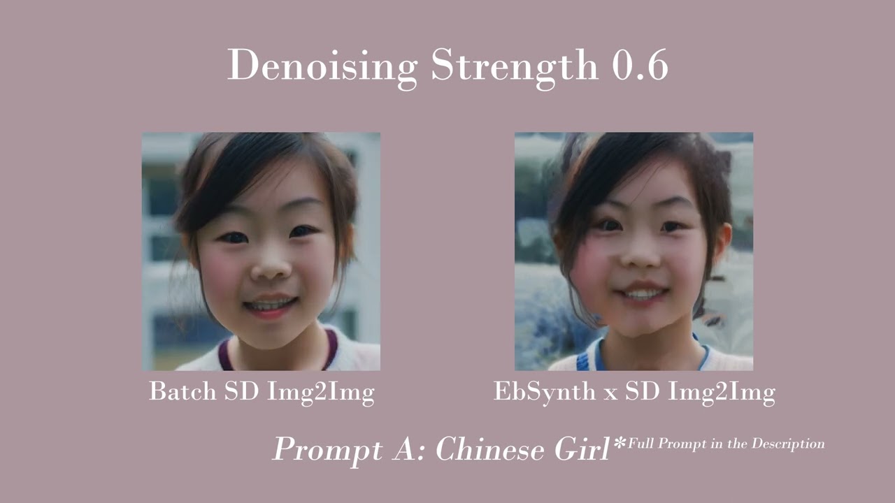 Stable Diffusion Vs EbSynth (at Different Denoising Strengths)