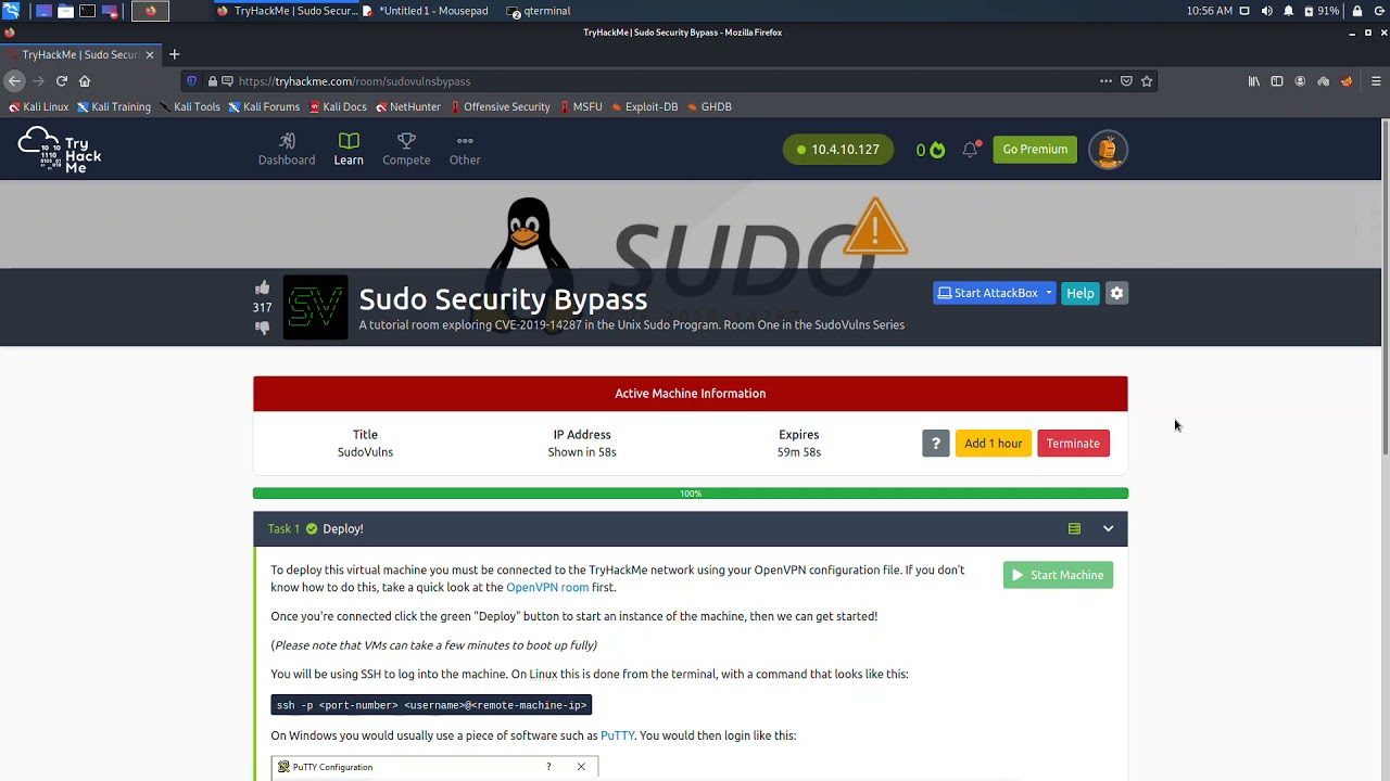 TryHackMe Sudo Security Bypass CVE 2019 14287