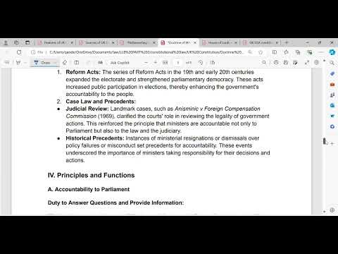 Doctrine of Ministerial Responsibility in UK constitution | UK constitution | constitutional law