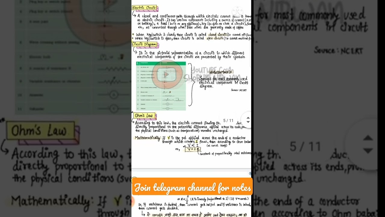 electricity Notes pdf physics chapter 1 class 10th notes by shobhit nirwan topper handwriting notes