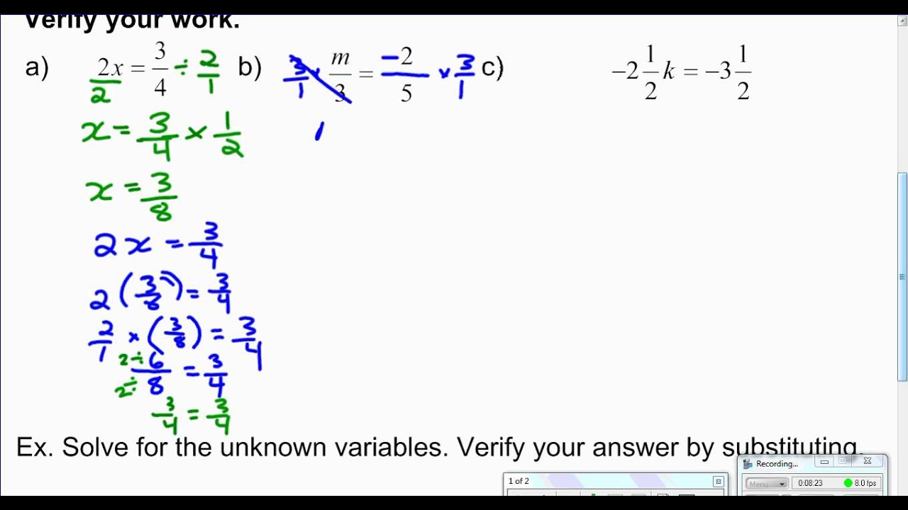 CH8 L1 One Step Solving Video
