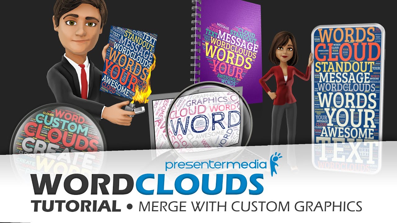 Add Created Word Clouds to Customizable Graphics