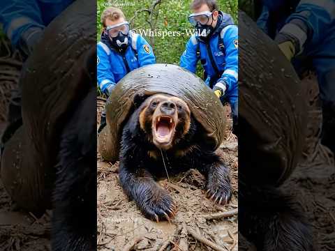 Baby bear tangled with giant snail — rescue mission rushes in #animalrescue #wildlife