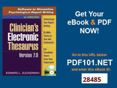 Clinician's Electronic Thesaurus, Version 7 0 Software to Streamline Psychological Report Writing w