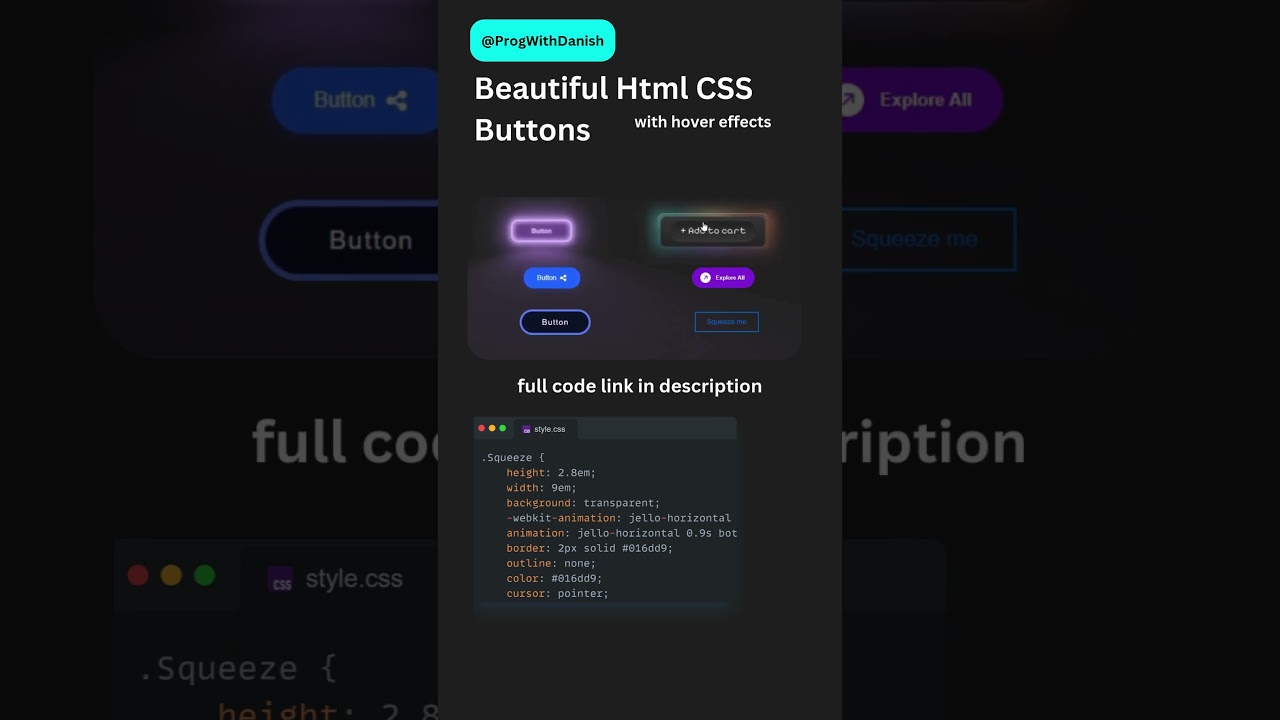 Beautiful Html CSS Buttons#coding #htmlcss #learnhtml5andcss3