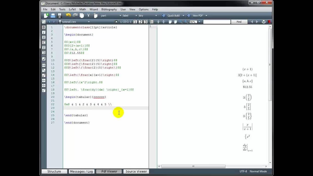 Techpush LATEX Beginner Tutorial Guide 3 - Brackets Tables and Arrays