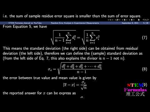 Random Error Analysis in Experimental Measurements, Standard Deviation Formula, Variance, Mean