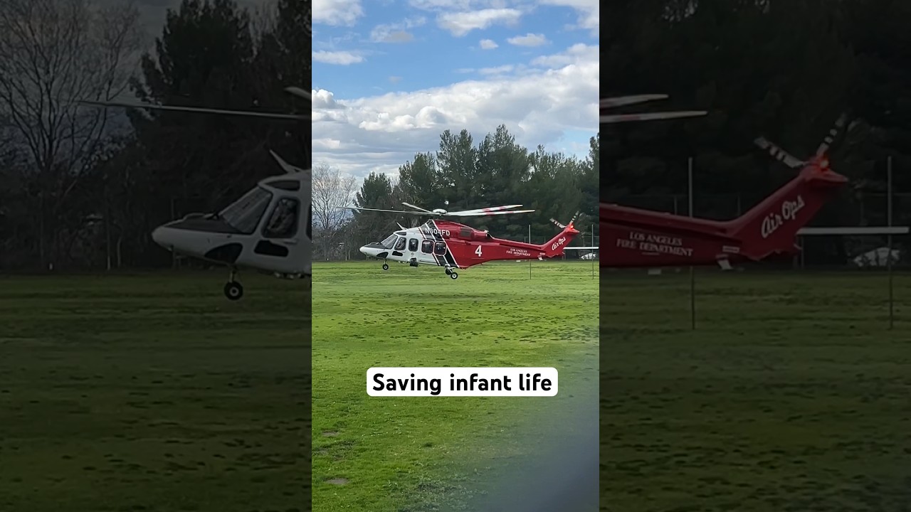 Emergency Landing At Mt Gleason Middle school to Save Infant Life  #eyewitnessnews #losangeles
